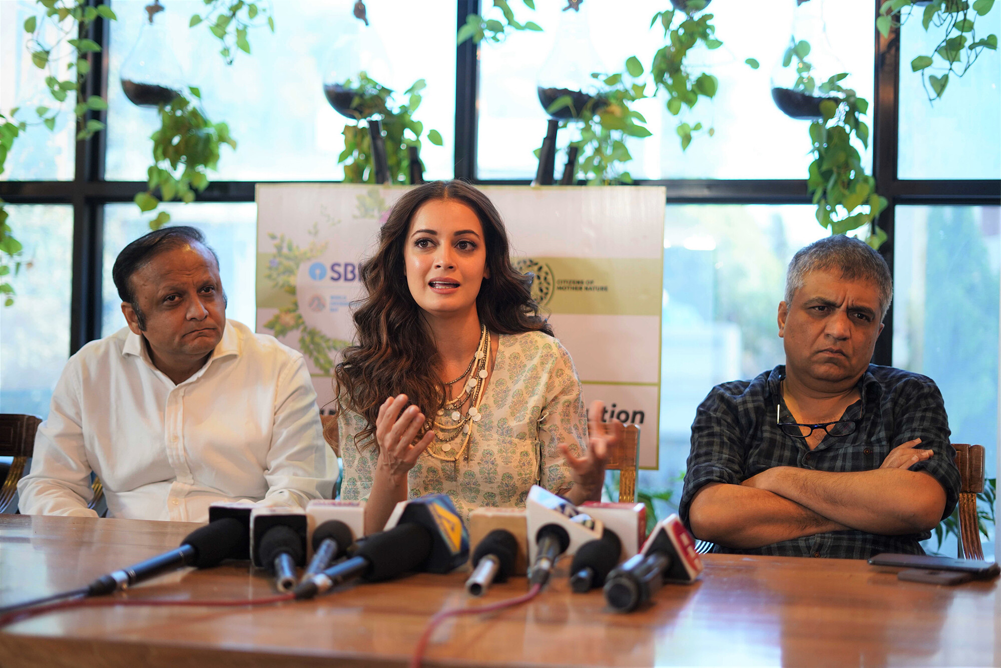 Dia Mirza, Asif Bhamla and Swanand Kirkire at Bhamla Foundation's 'Hawa ...