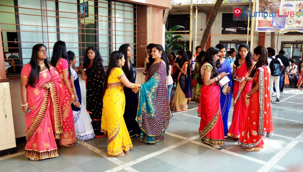Girls celebrate 'Saree Day' in Barfiwala College